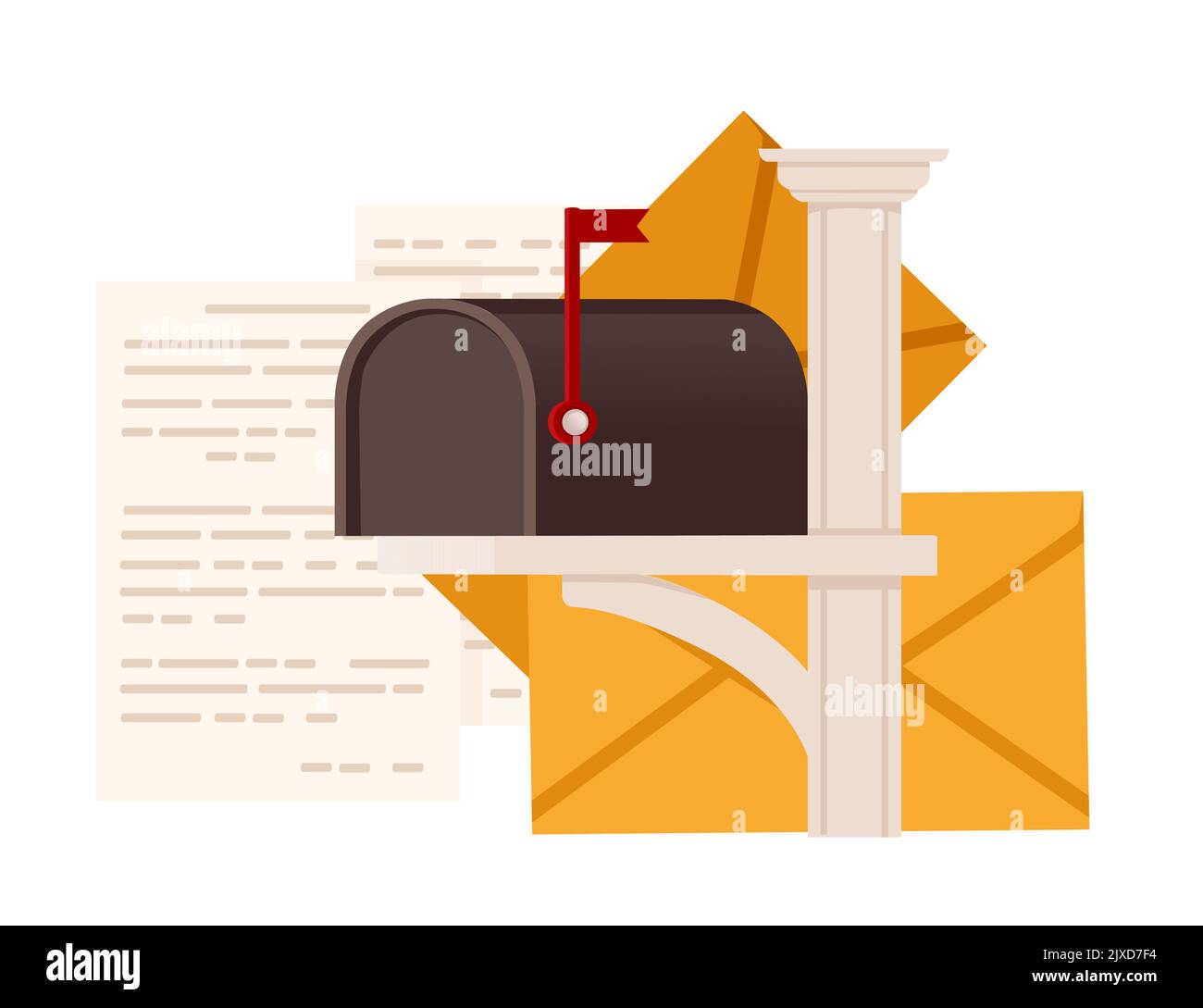 Brown classic mailbox with paper envelope delivery concept vector ...