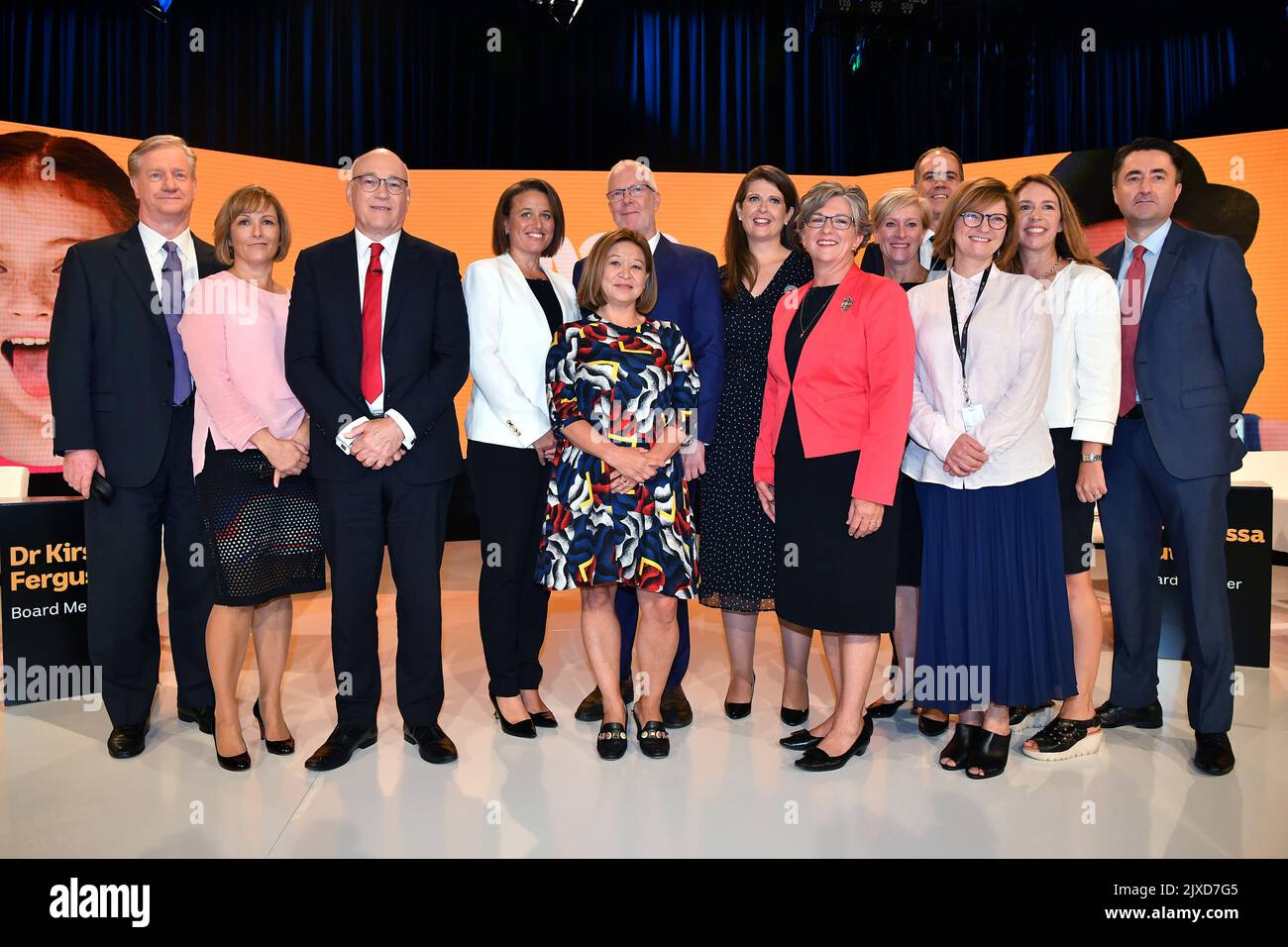 ABC board members pose for a photo during the ABC Annual Public Meeting ...