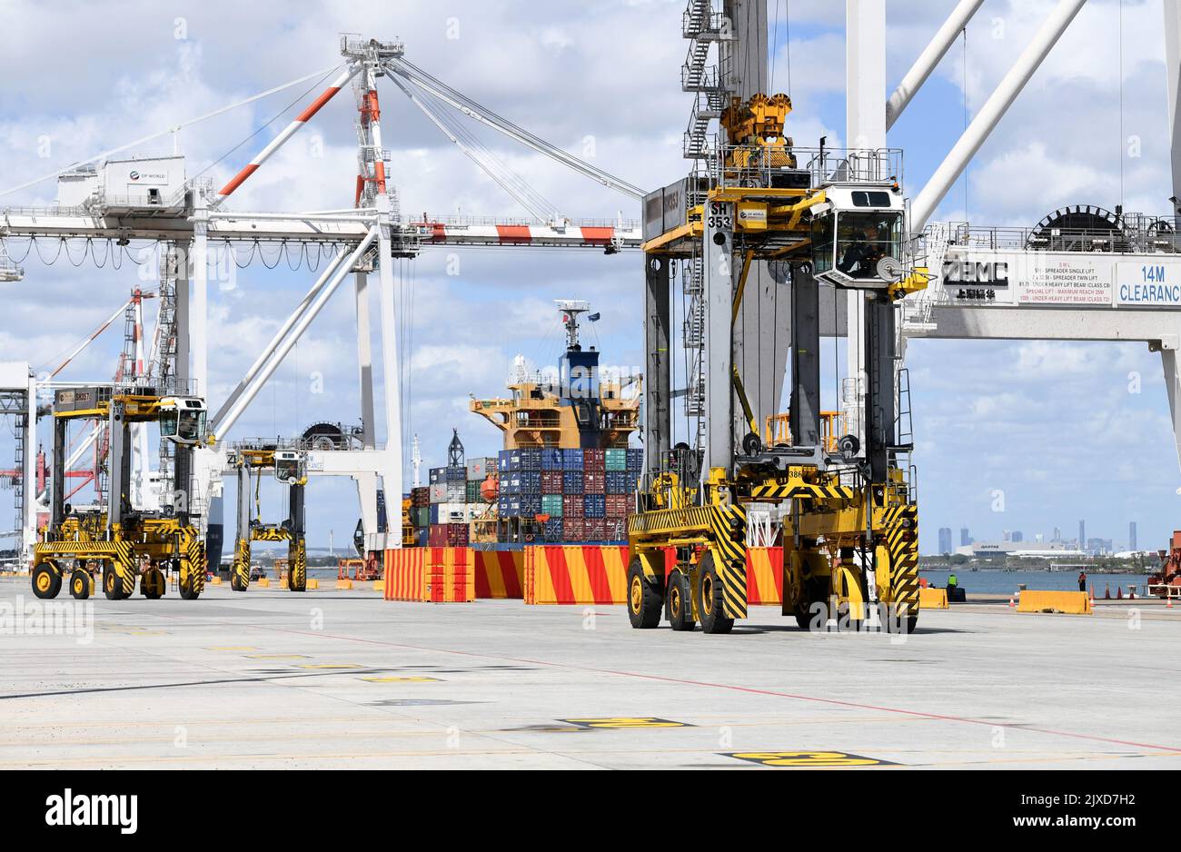 A general view of the loading docks at the Port of Brisbane in Brisbane ...