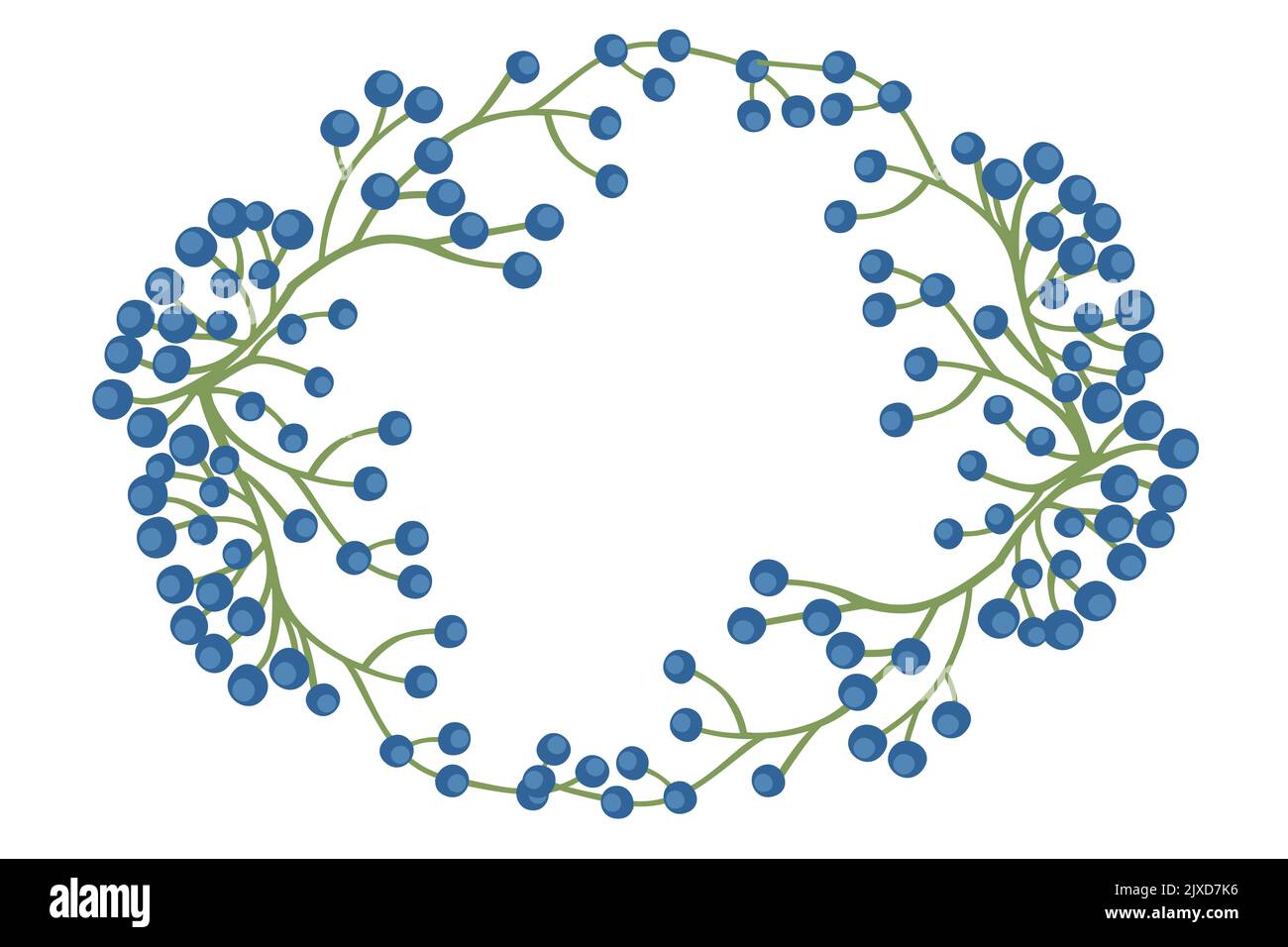 Round frame with Blue wild berries circle pattern vector illustration ...