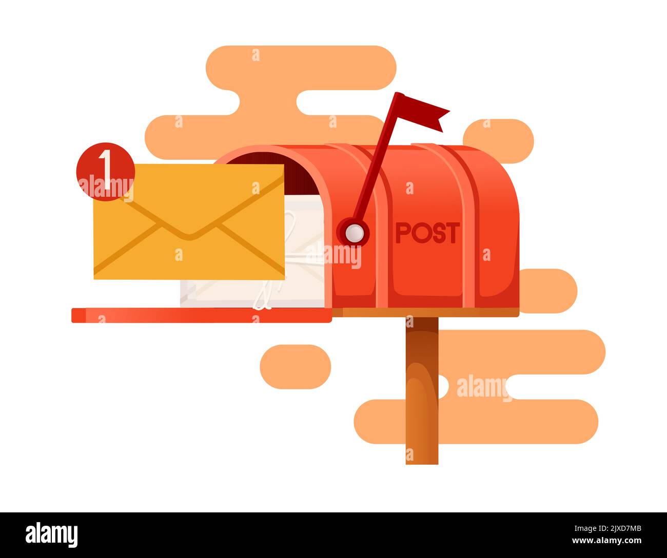 Red classic mailbox with paper envelope delivery concept vector ...