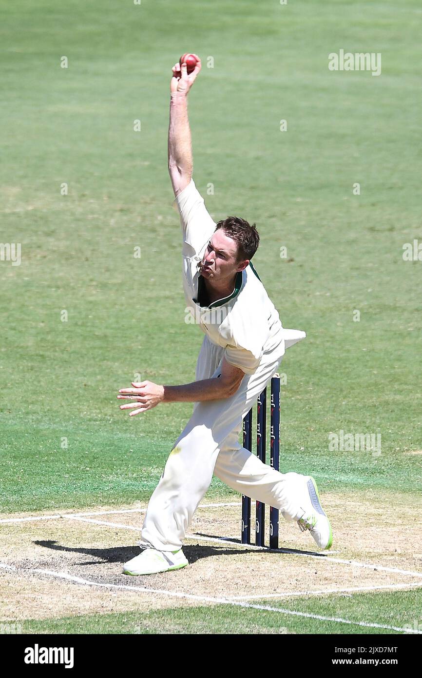 Tom Rogers of Tasmania bowls during day two of the Sheffield Shield ...
