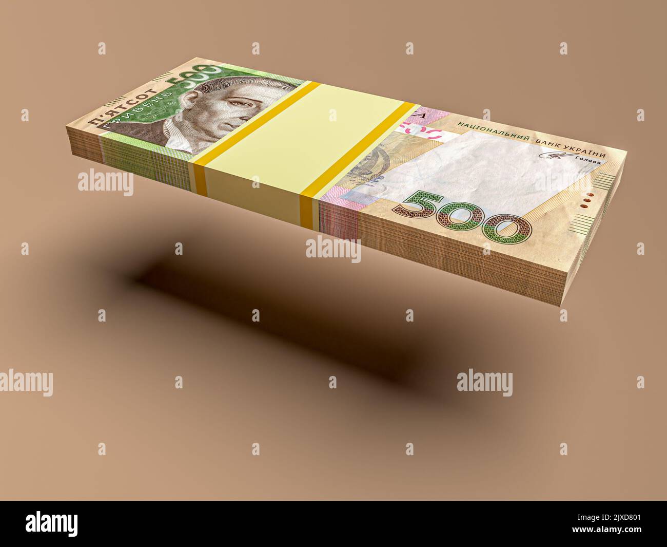 Stack of ukrainian money hryvnia (grivna, hryvna) with shadow 500 ...