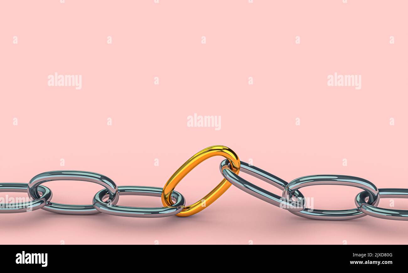 Strained chain from metal with blank background. 3d rendering Stock ...