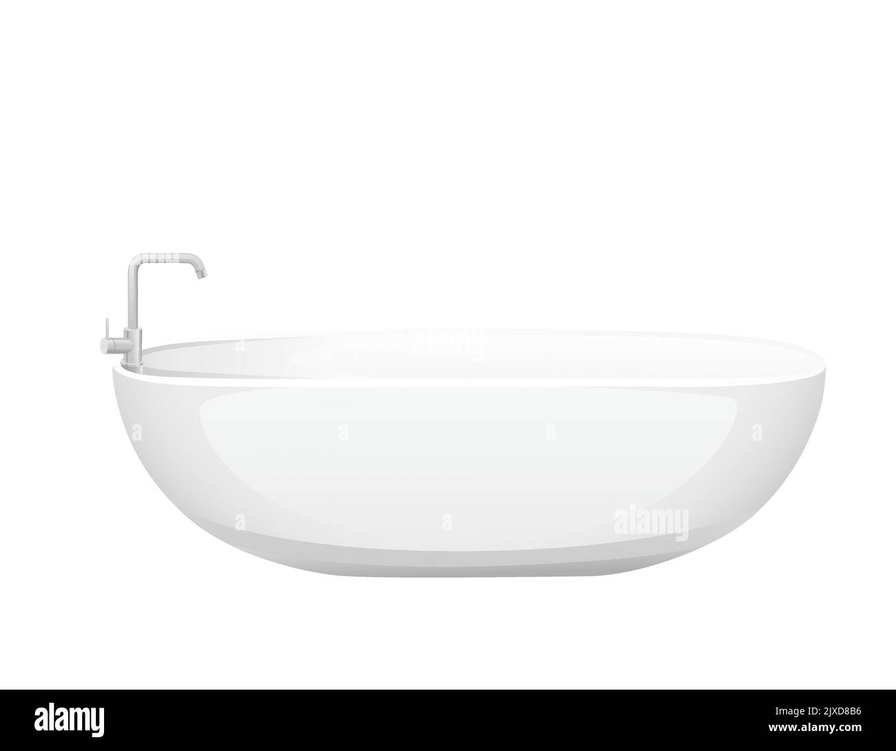 Modern bath with faucet vector illustration isolated on white ...