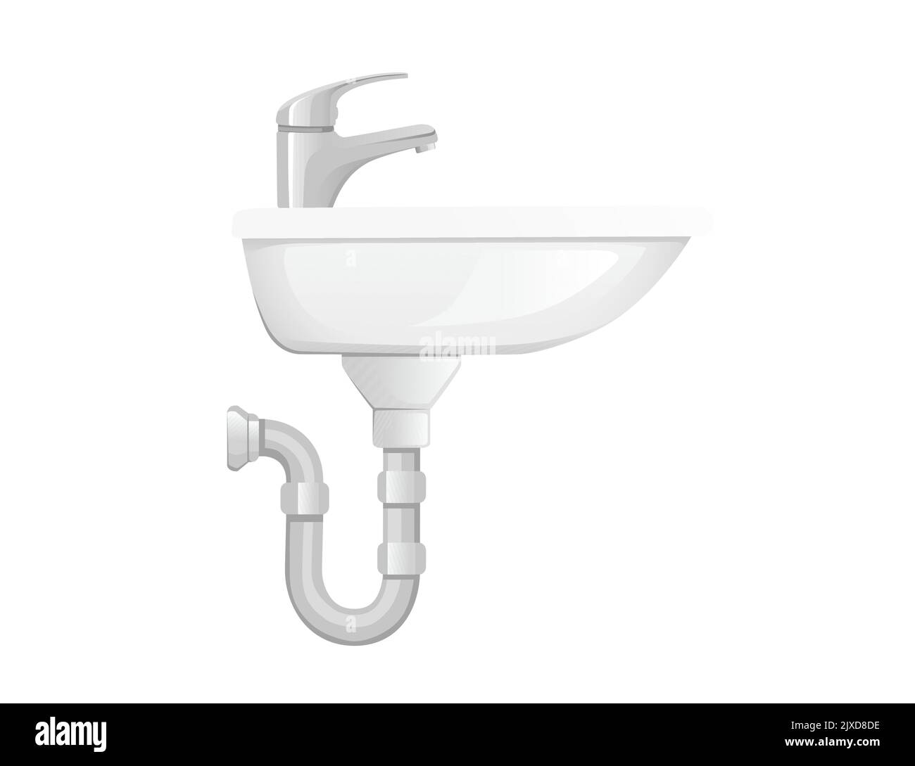 Modern ceramic sink with stainless steel faucet vector illustration ...