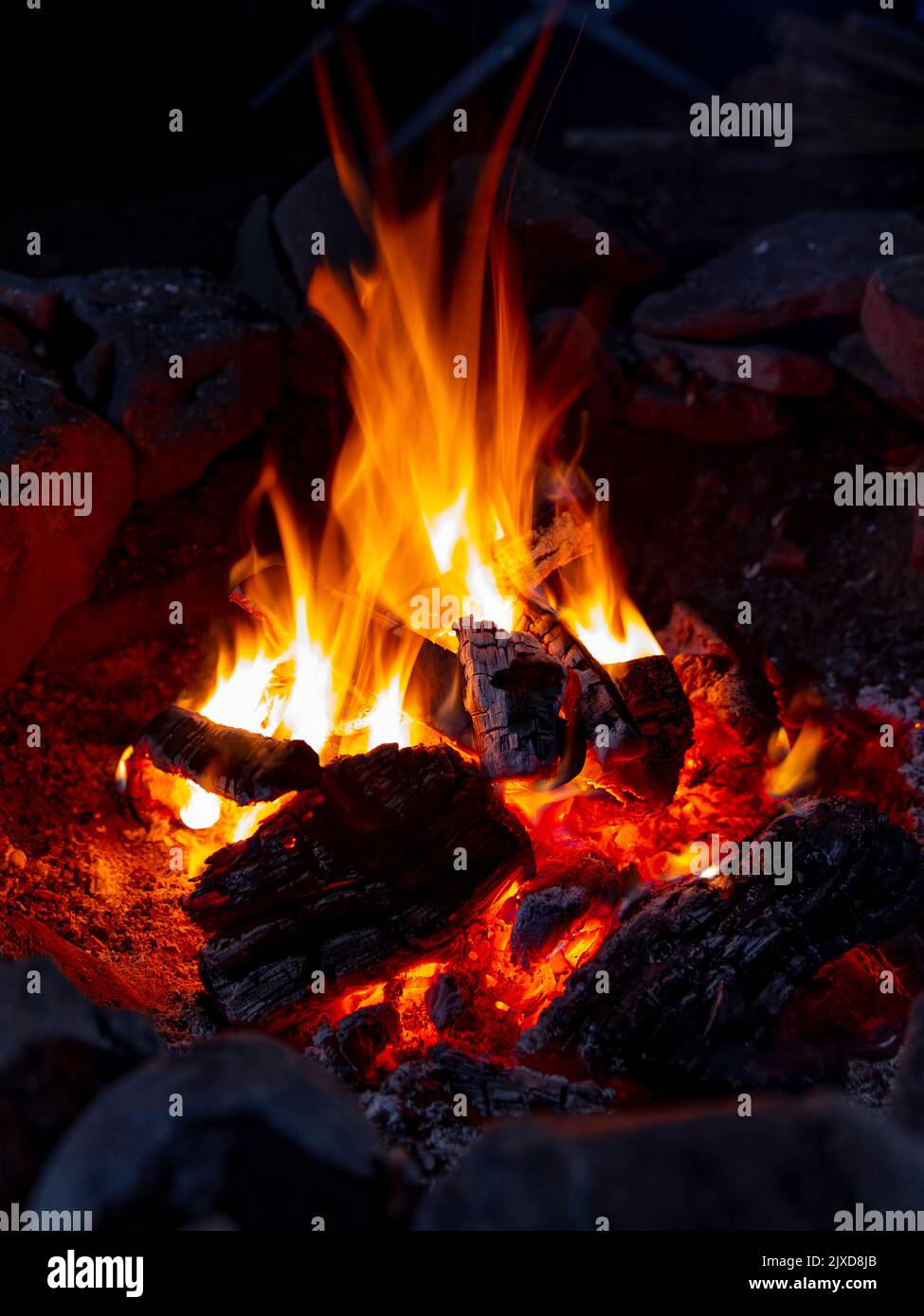 Burning camp fire. Germany Stock Photo - Alamy