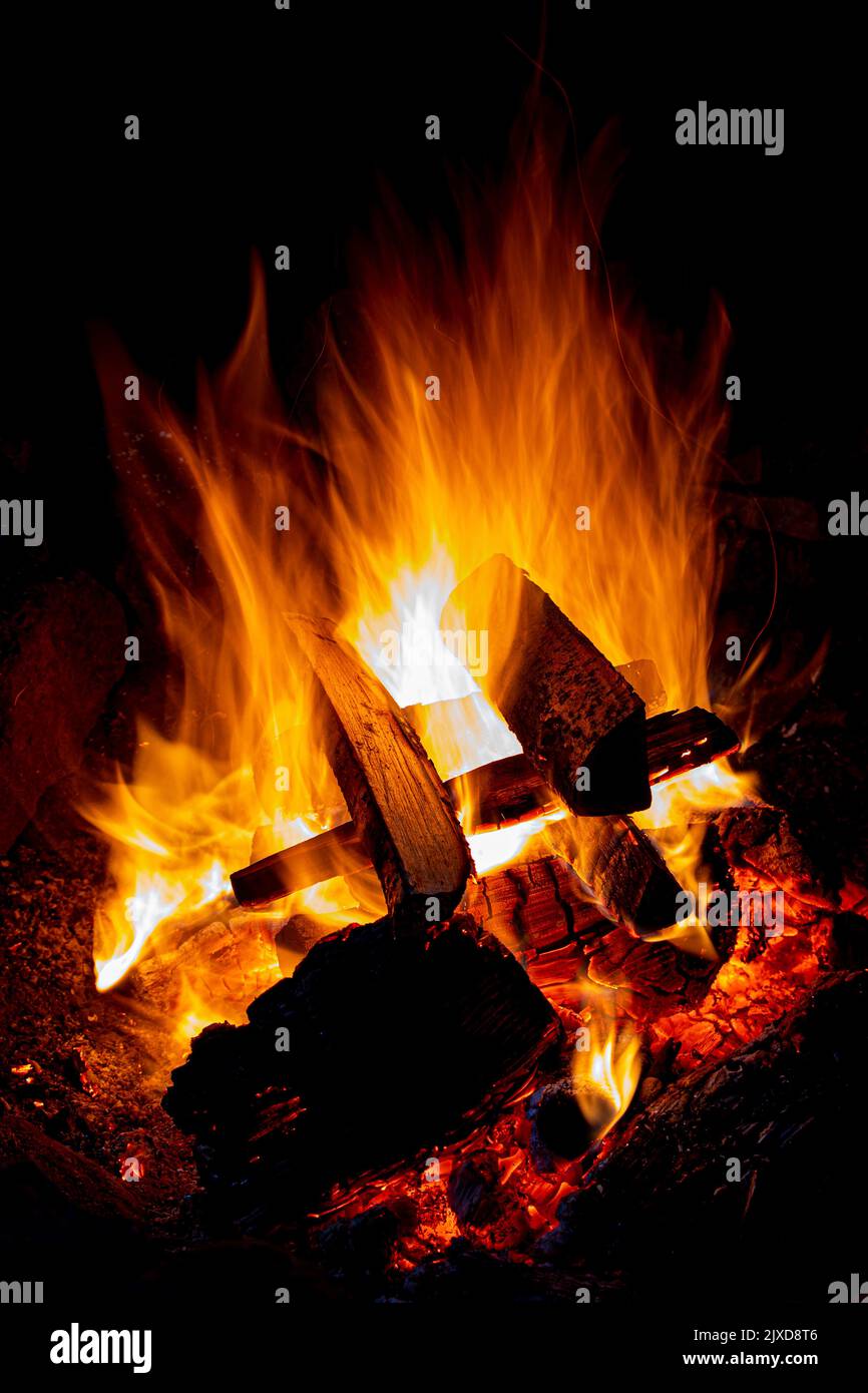 Burning camp fire. Germany Stock Photo - Alamy