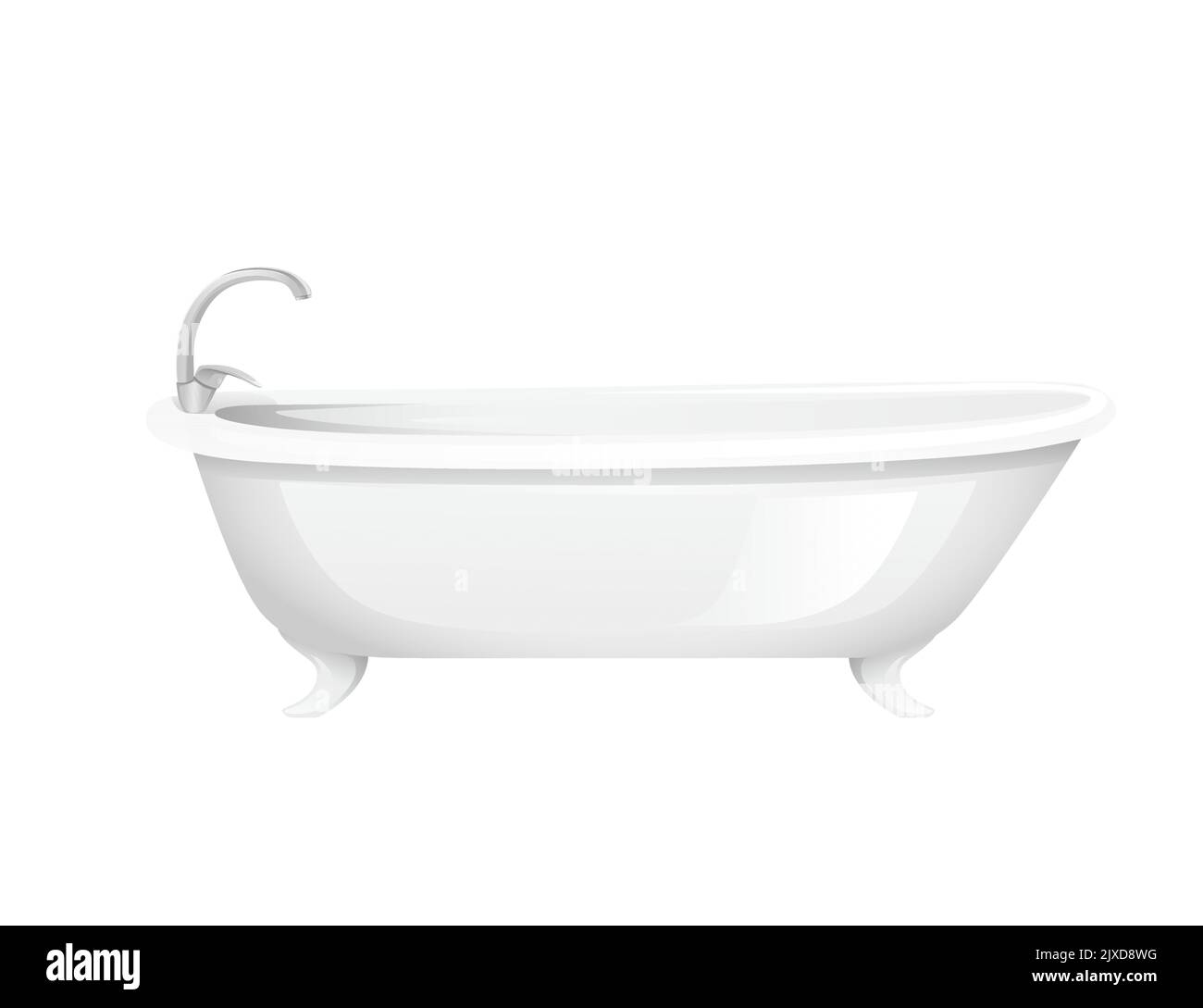 Modern bath with faucet vector illustration isolated on white ...