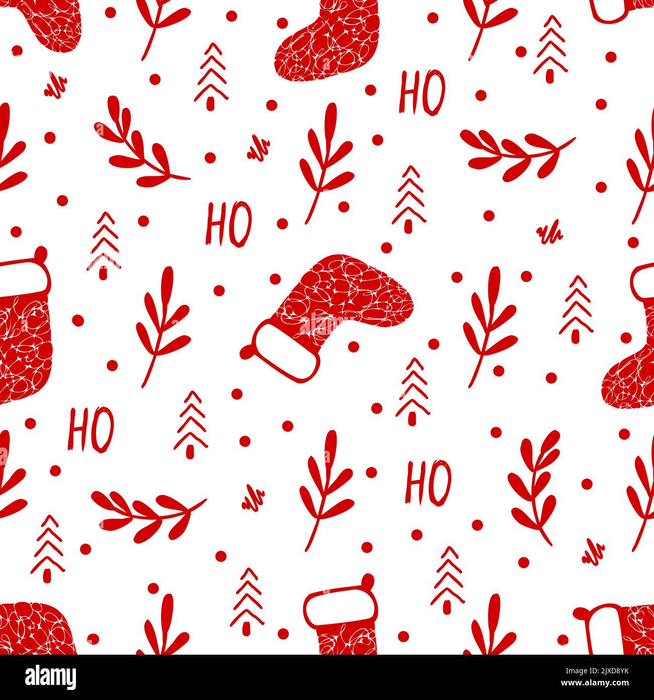red christmas. Seamless modern pattern with Christmas symbols. Suitable ...