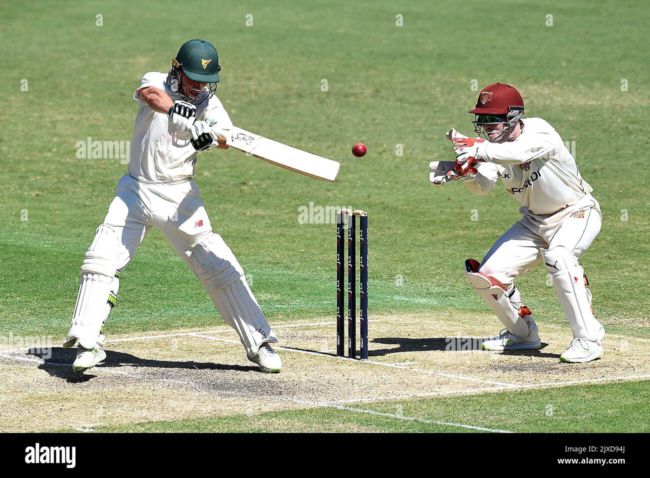 Jake Doran of Tasmania bats during day three of the Sheffield Shield ...