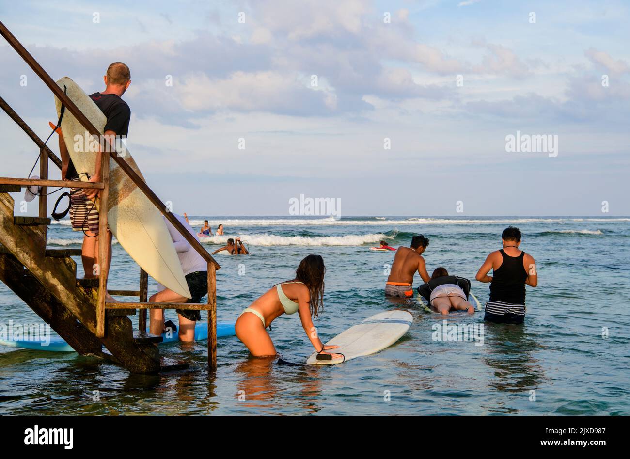 Surfing at Cloud 9, popular surf spot, Siargao Island. Philippines Stock Photo - Alamy