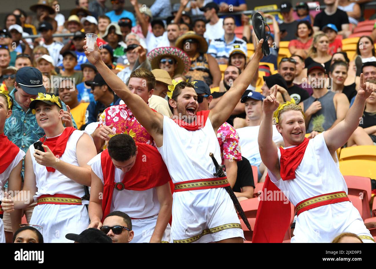 Fans are seen during the Global Rugby Tens action in Brisbane, Saturday ...