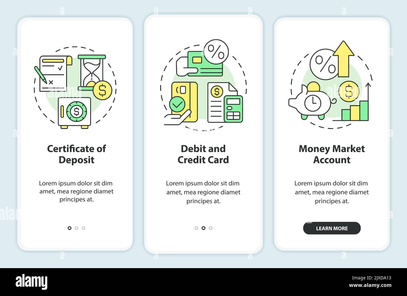 Banking products onboarding mobile app screen Stock Vector Image & Art ...