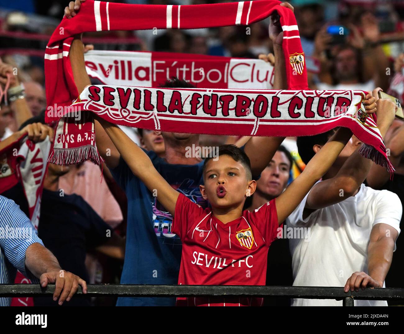 Sevilla fans in the stands show their support during the UEFA Champions ...