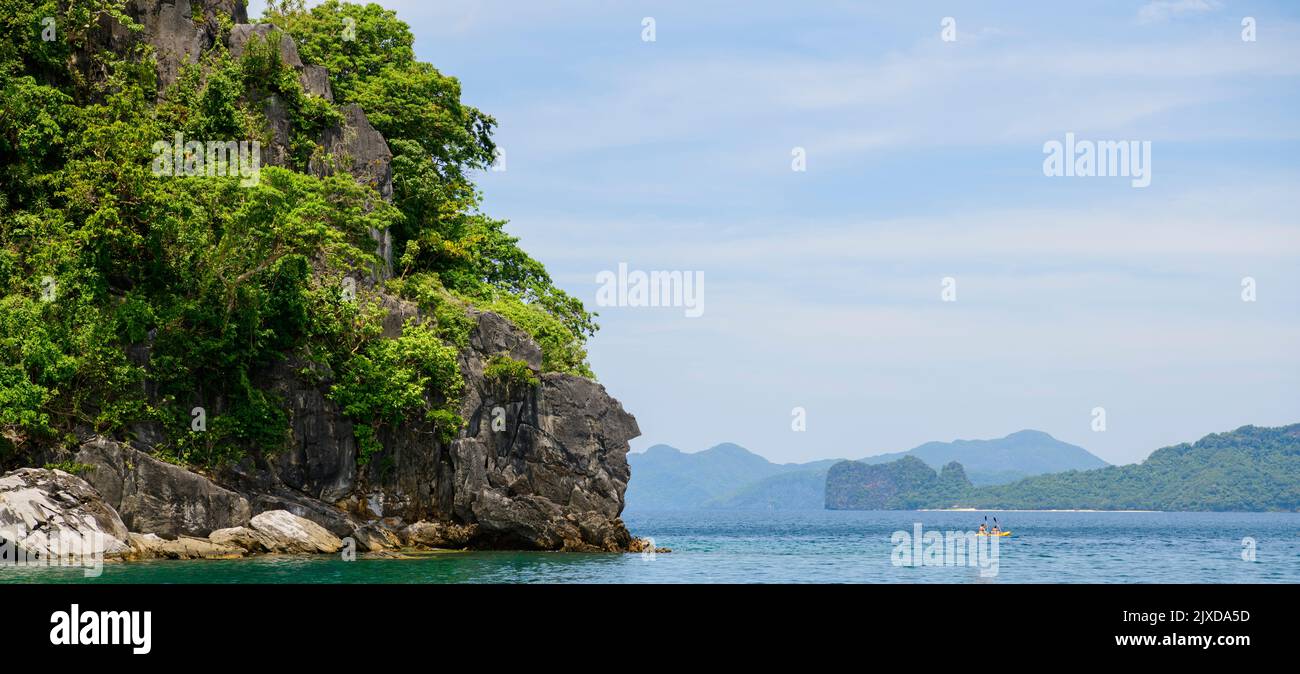 Kayaking at El Nido on the island of Pinagbuyutan, natural views of the ...