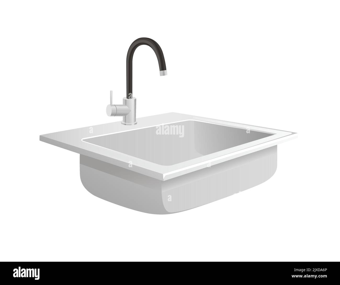 Modern ceramic sink with stainless steel faucet vector illustration ...