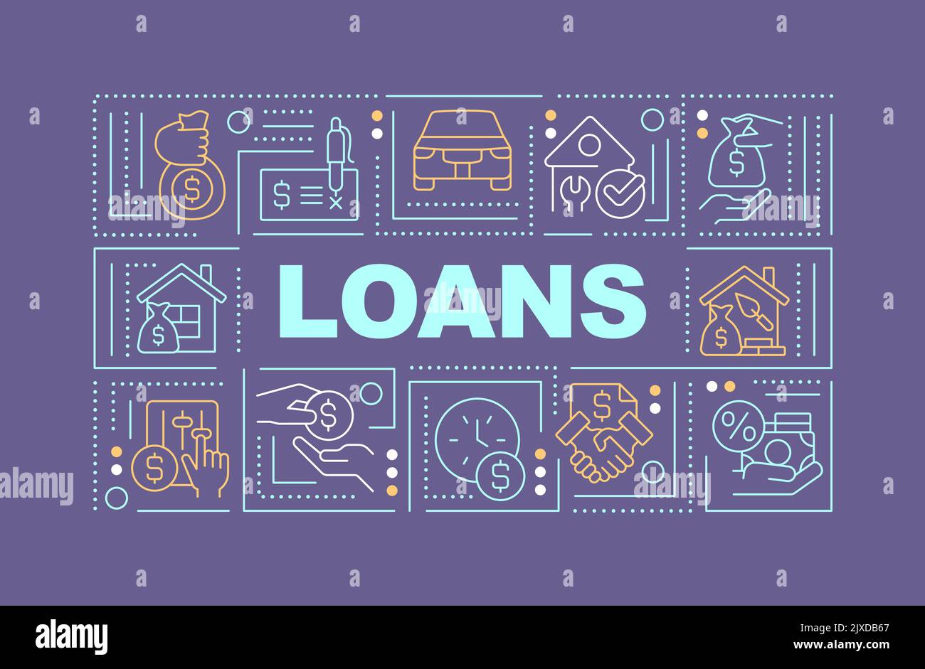 Loans word concepts dark purple banner Stock Vector Image & Art - Alamy