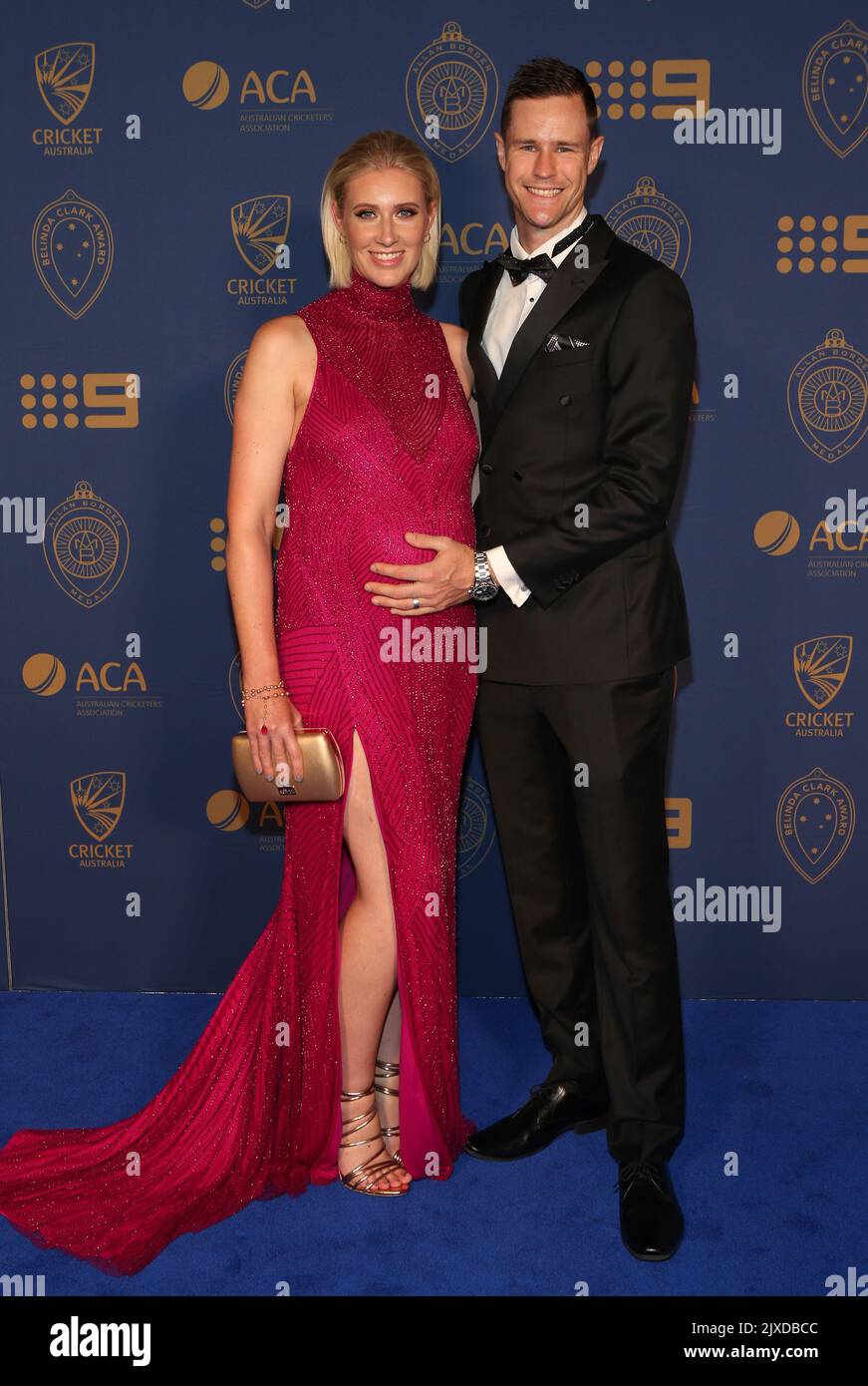 Cricket player Jason Behrendorff and his wife Juvelle Behrendorff pose ...