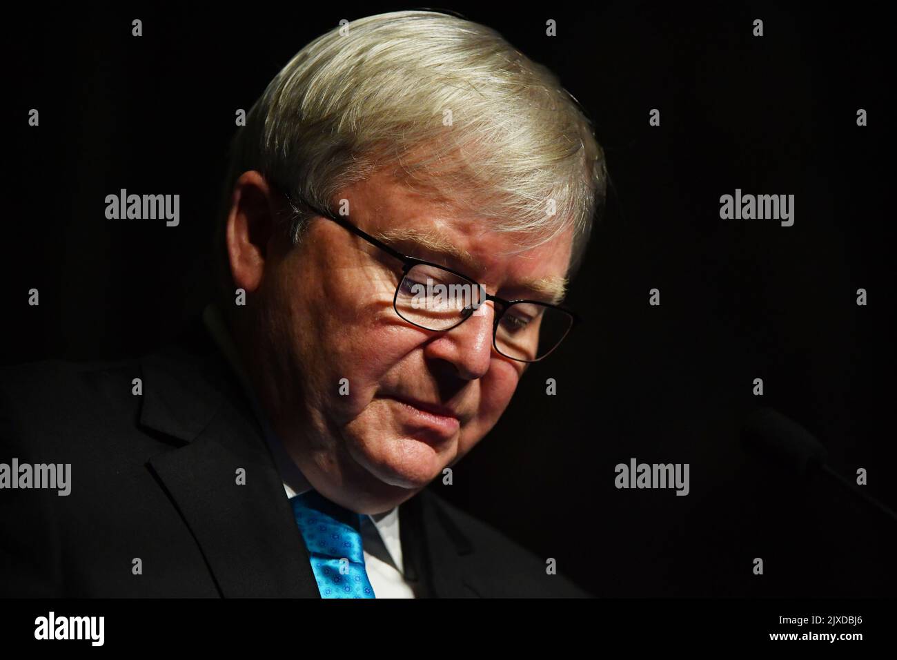 Former prime minister Kevin Rudd speaks at a breakfast to mark the 10th ...