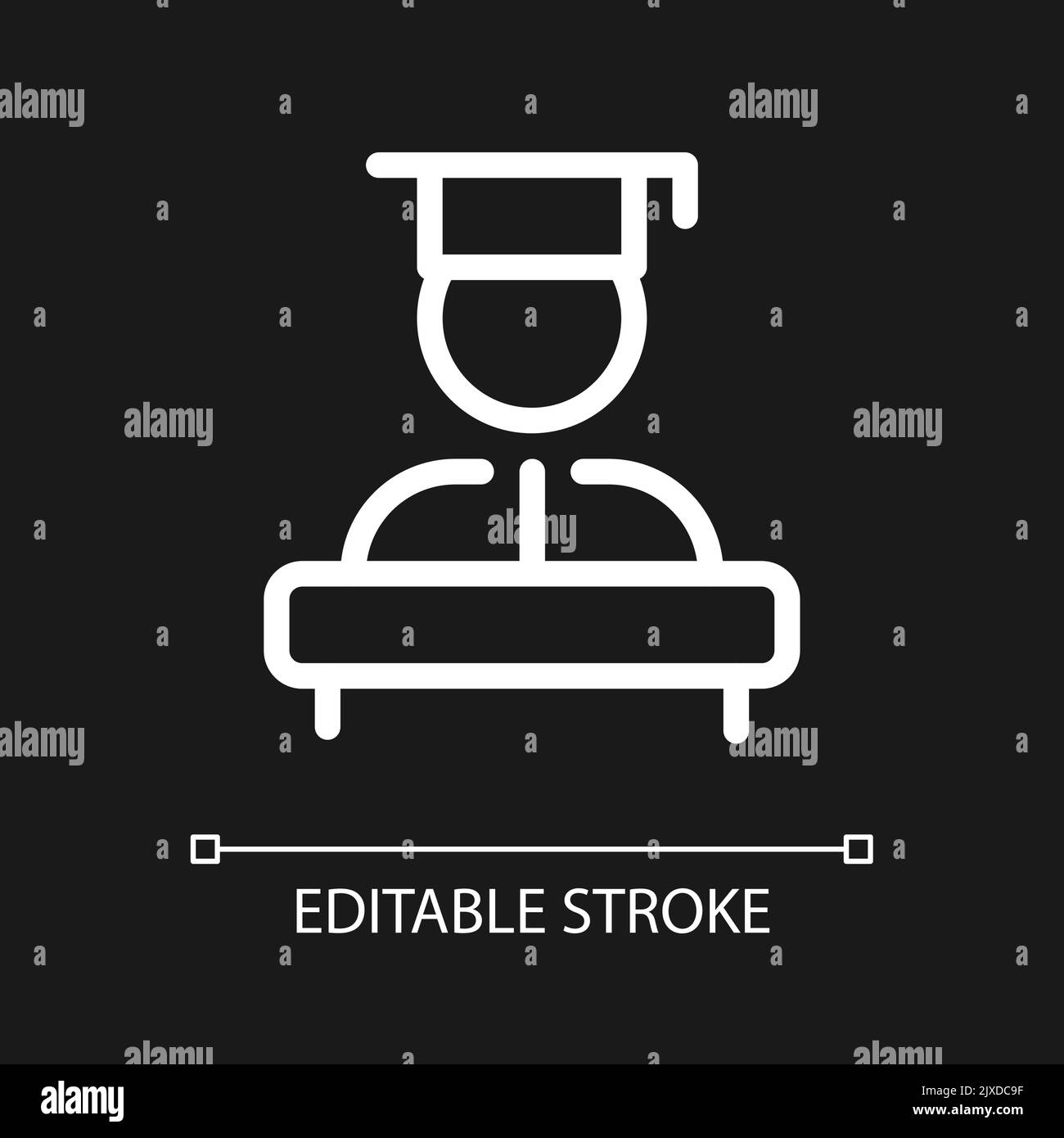 Graduation ceremony pixel perfect white linear ui icon for dark theme ...