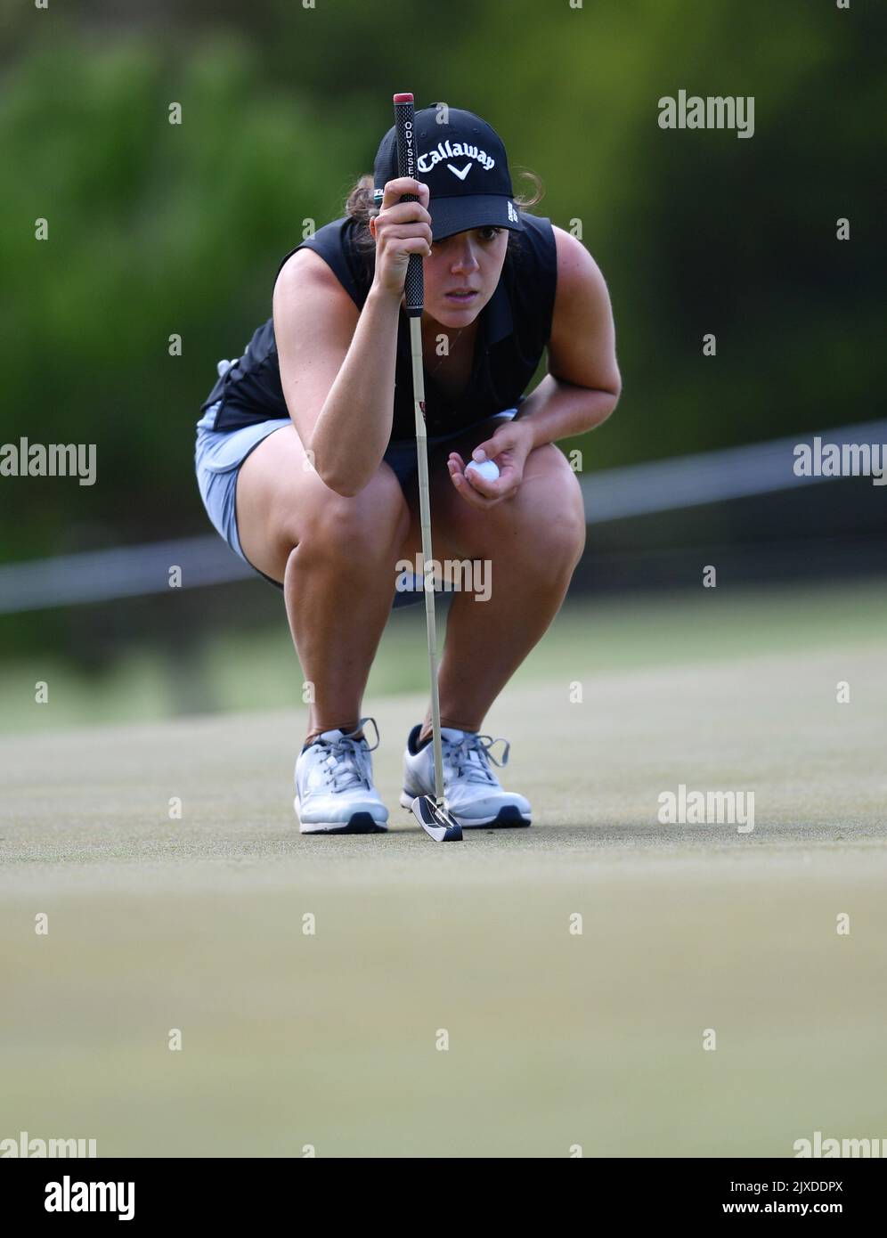Emma Talley from the USA lines up her shot during the Australian Women ...
