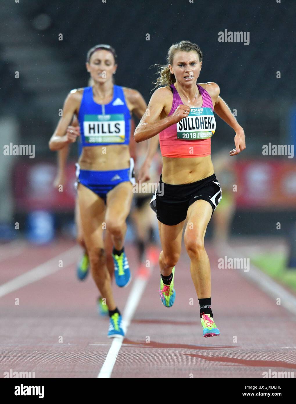 Celia Sullohern (right) in action winning the women's 5000 metres ...