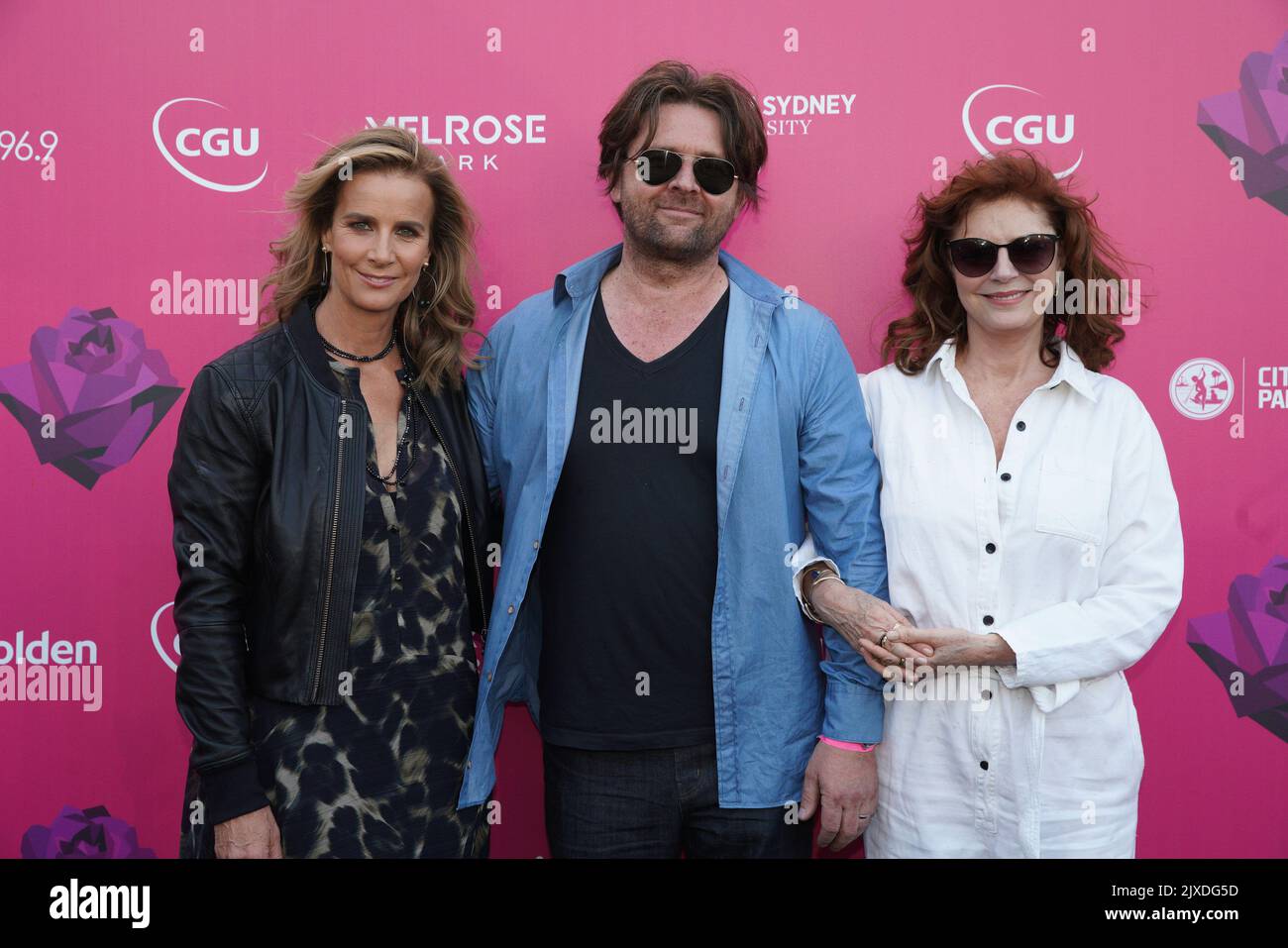 Rachel Griffiths, John Polson and Susan Sarandon pose for a photograph ...