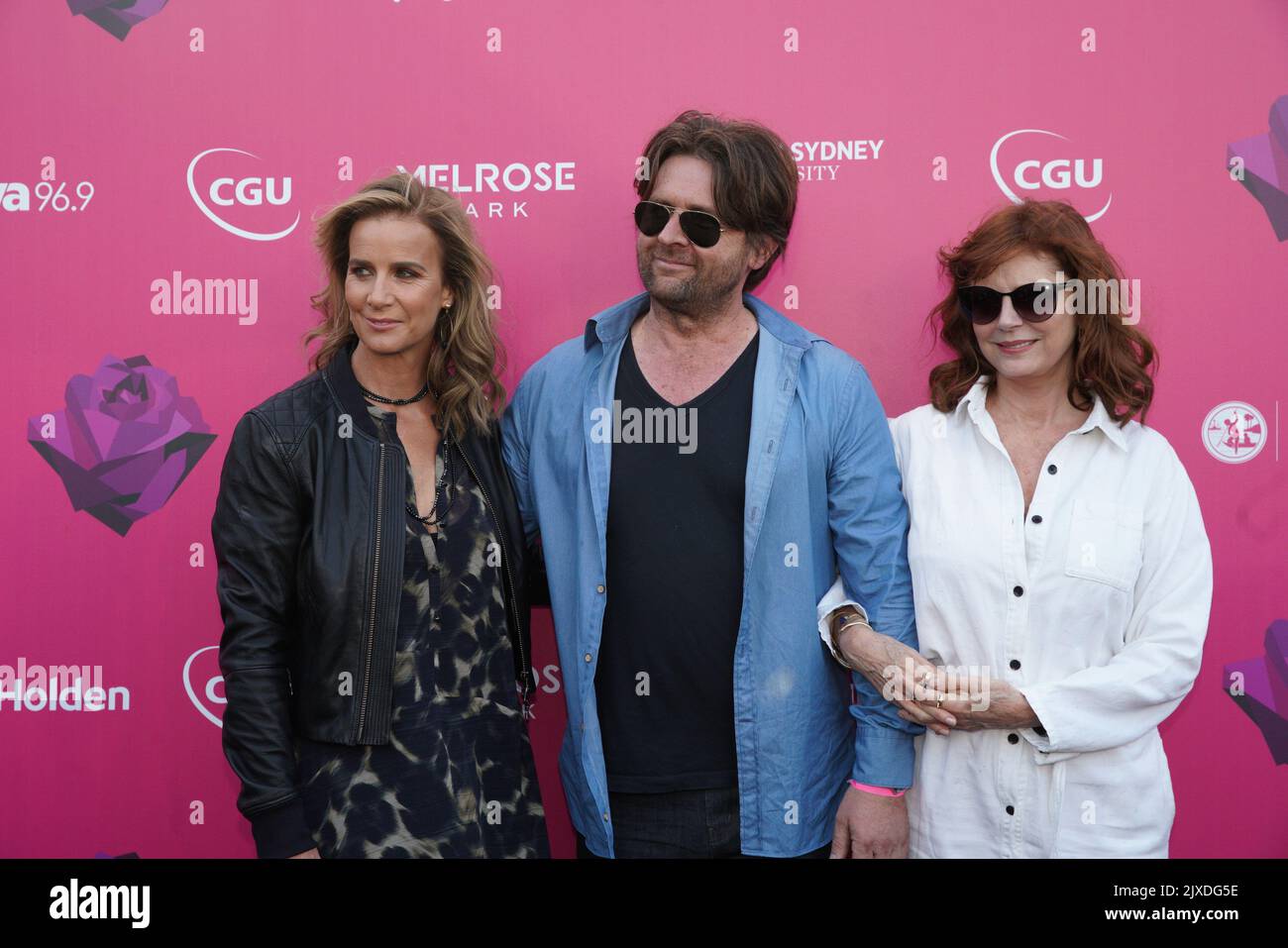 Rachel Griffiths, John Polson and Susan Sarandon pose for a photograph ...