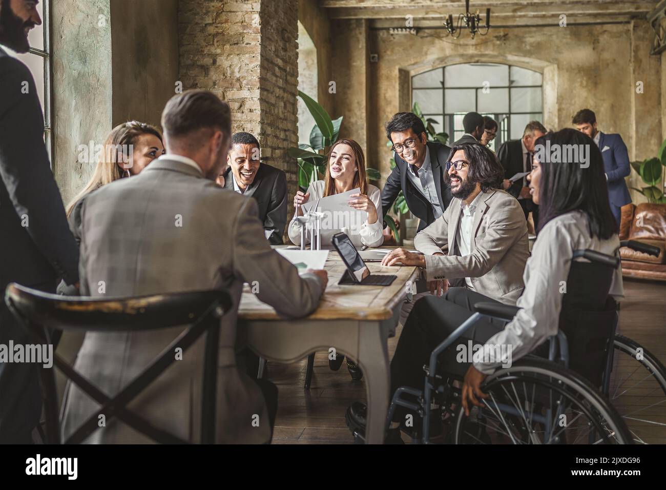 Multiracial group professional business workers in suit with people ...