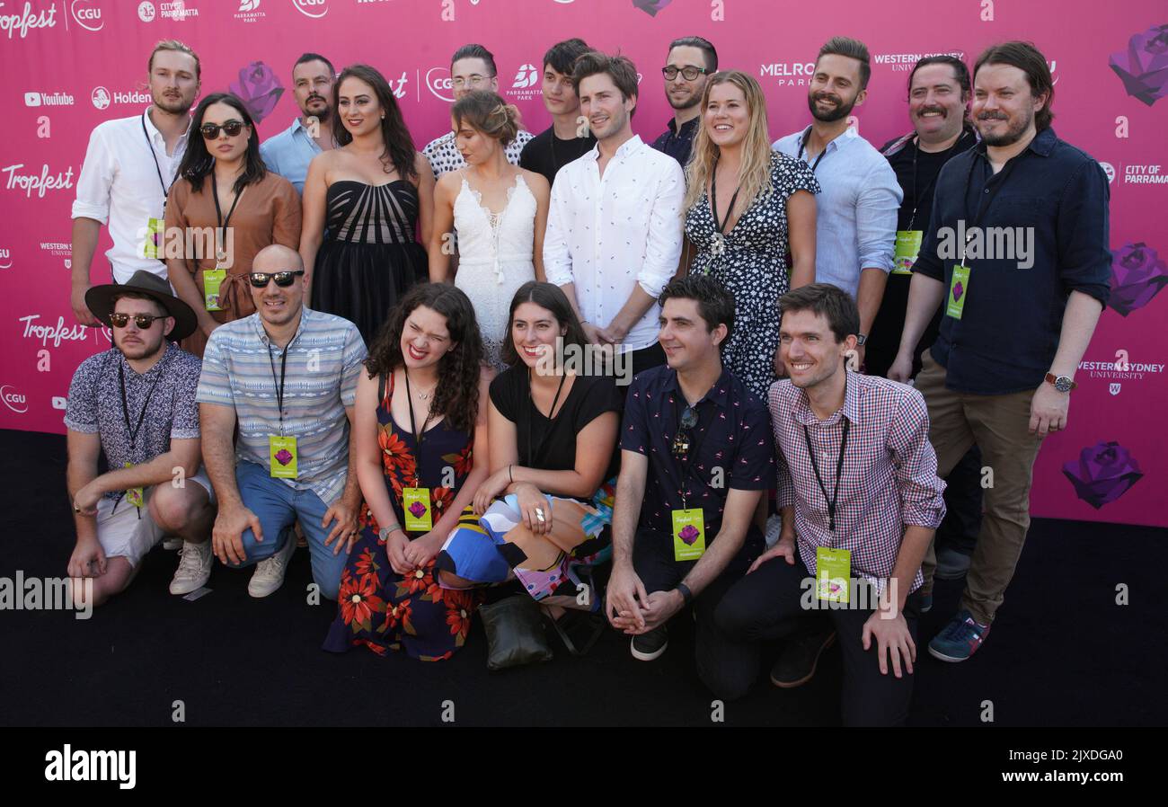 Tropfest Finalists pose for a photograph on the black carpet ahead of ...