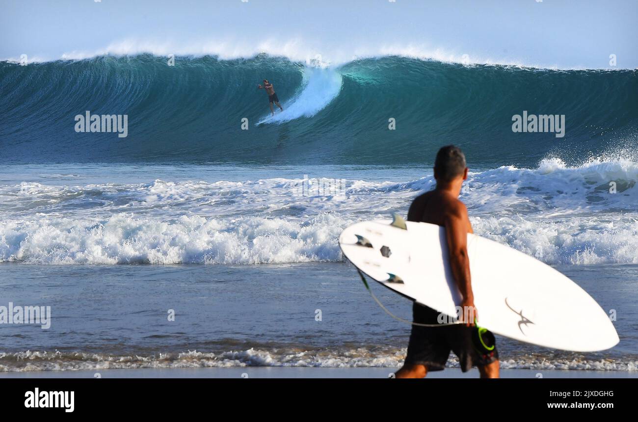 Large surf is seen at Snapper Rocks on the Gold Coast, Sunday, February ...