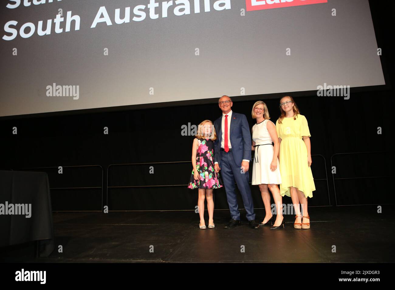 South Australian Premier Jay Weatherill with wife Melissa and daughters ...