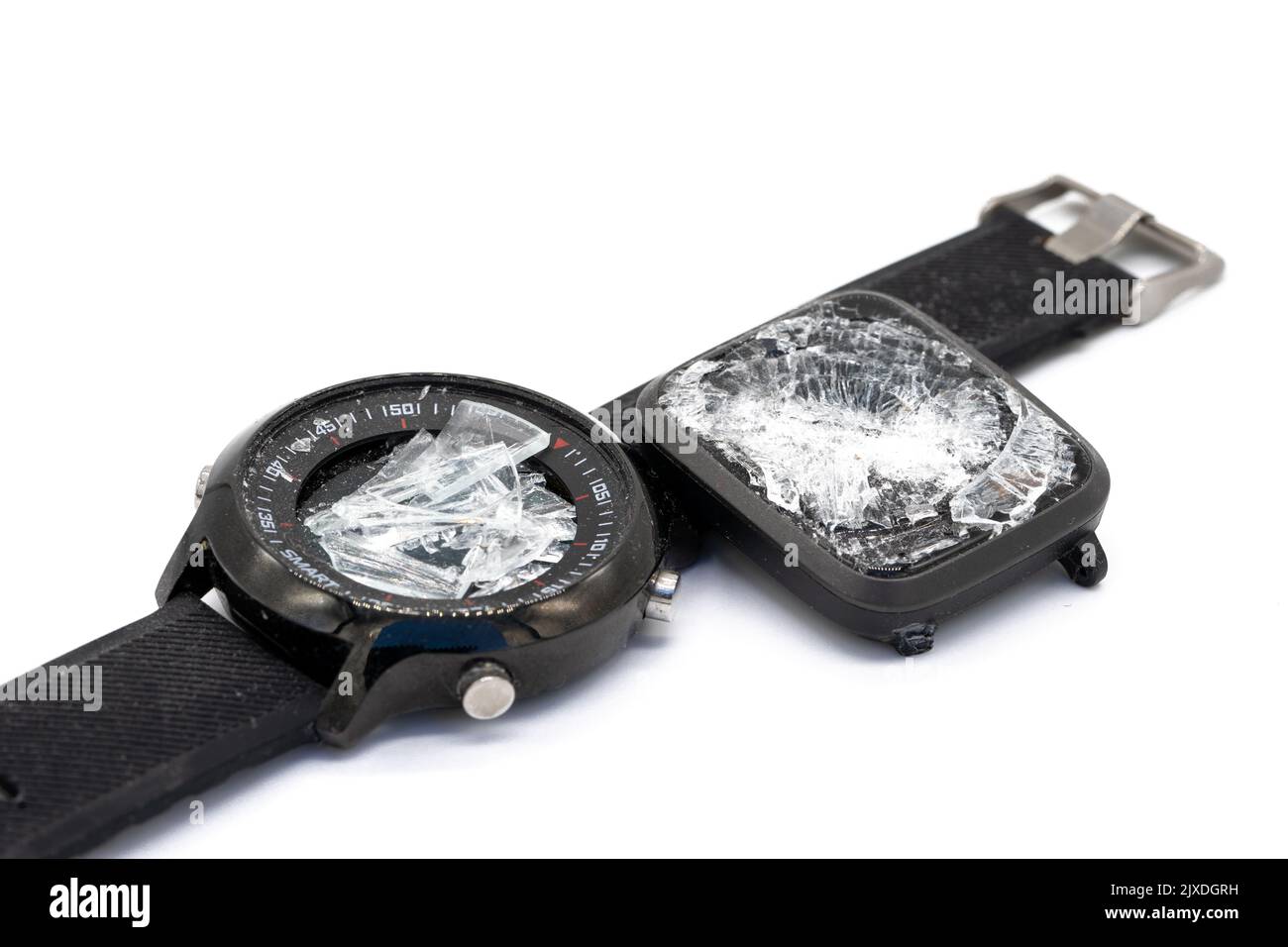 repair service Broken display of a clock on white background Stock ...