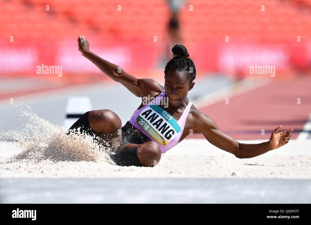 Naa Anang of Queensland in action during the womens long jump final on ...