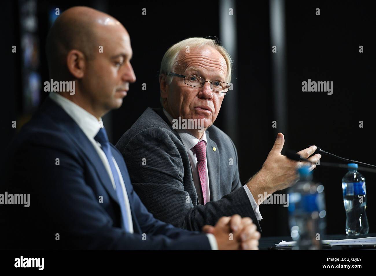 NRL chief executive Todd Greenberg (left) and Peter Beattie the New ...