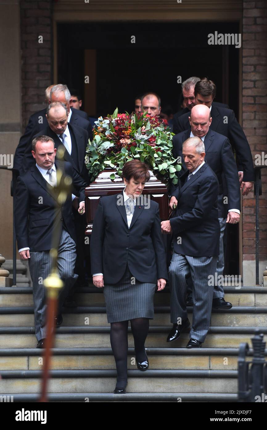 Family members follow the casket of the late Sir Nicholas Michael ...