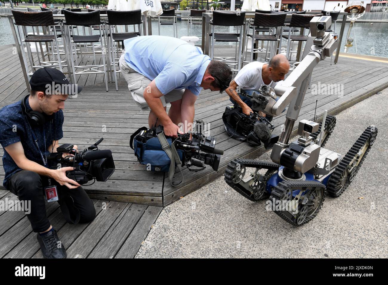 One of two new robots on display after Victorian Police Minister Lisa ...