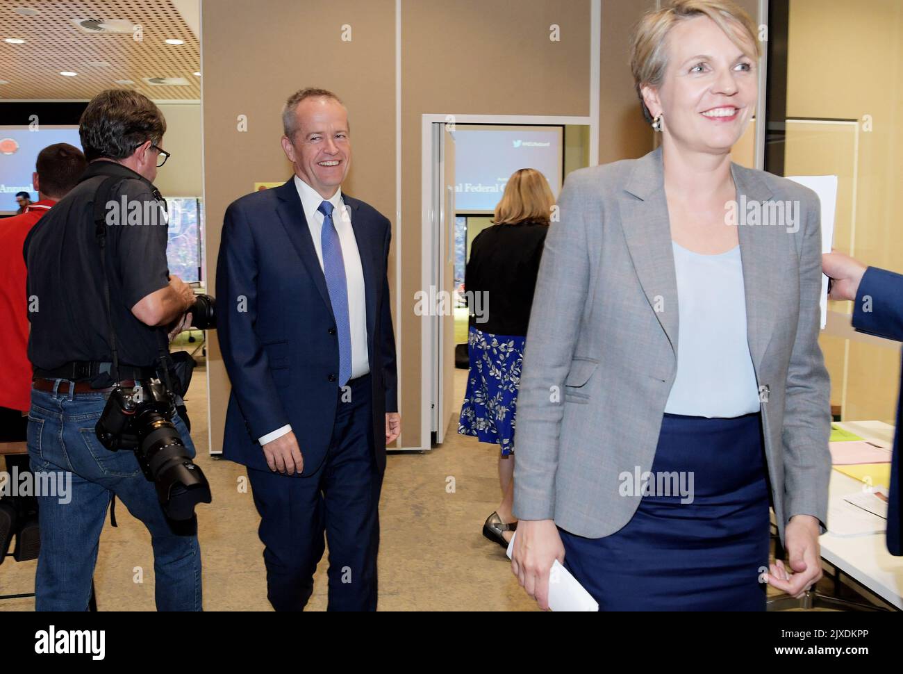 Opposition Leader Bill Shorten and Deputy Leader Tanya Plibersek leave ...