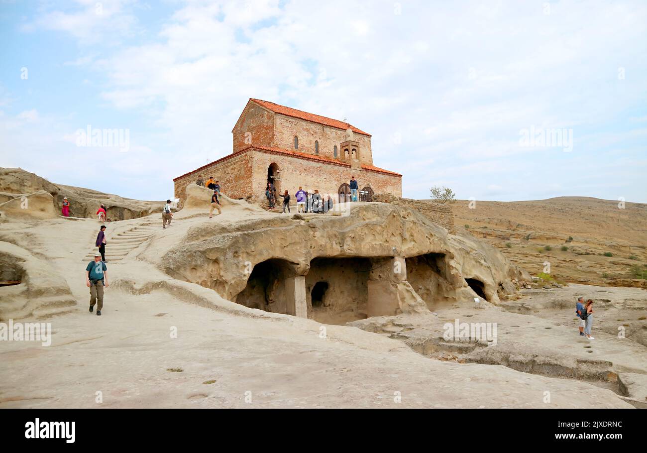 Medieval Church at the Top of Uplistsikhe Ancient Rock-hewn City Ruins ...