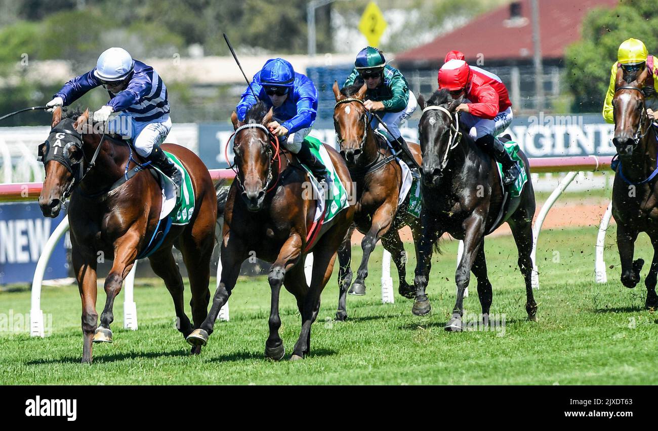 Jockey Tye Angland (right) riding Cristobal to win race 2 the TAB.COM ...