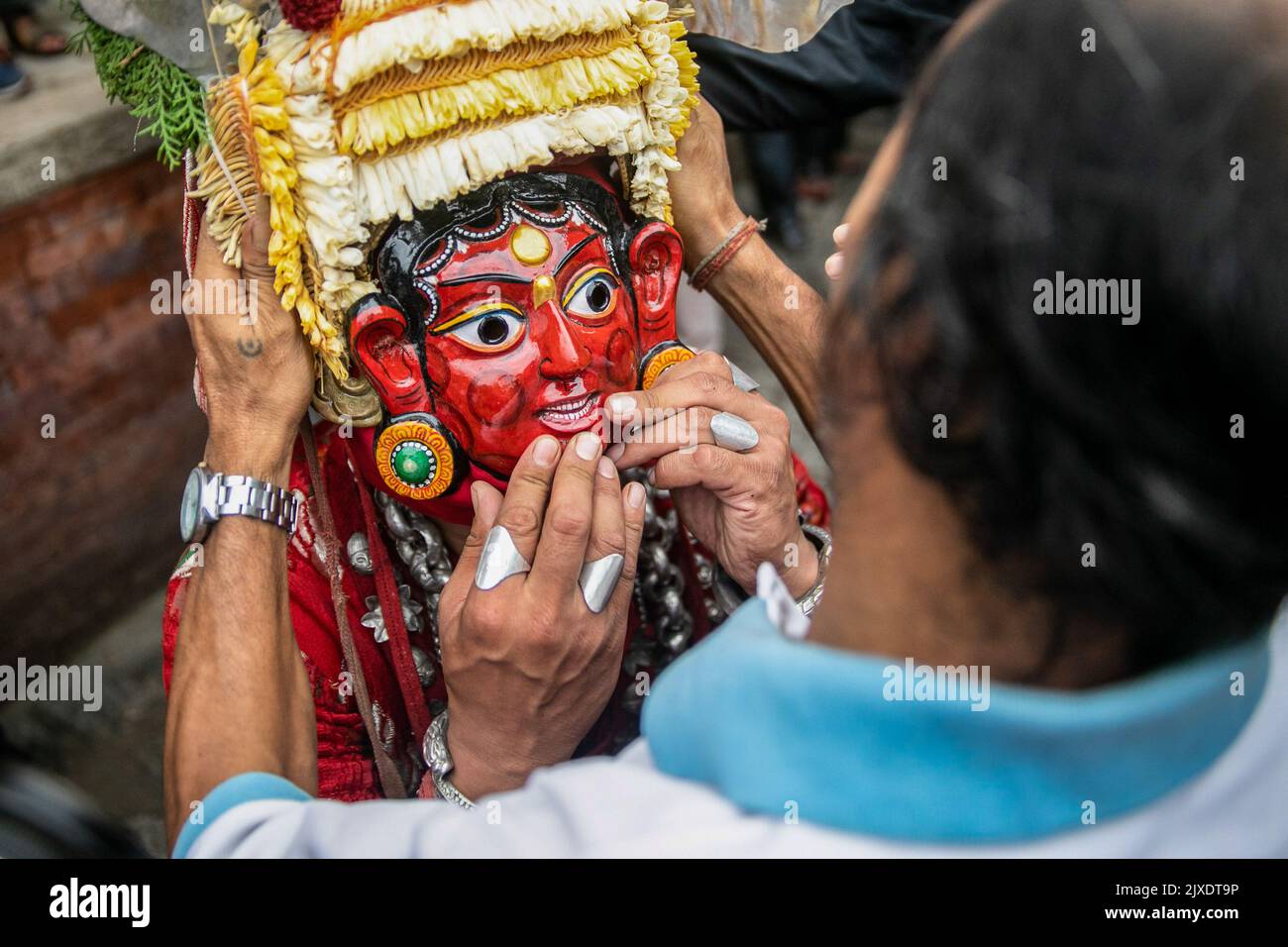 Kathmandu, Nepal. 07th Sep, 2022. A traditional Nepali masked dancer ...