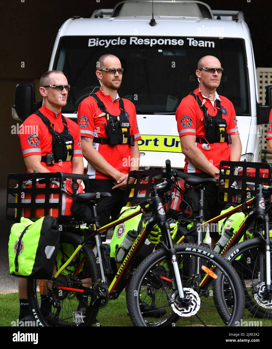 Members of the Paramedics Bicycle Response Team are seen at Parliament ...