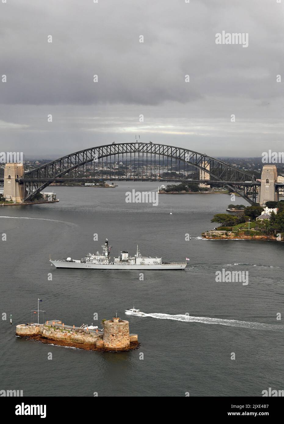 An aerial image of the British Royal Navy Type 23 frigate HMS ...
