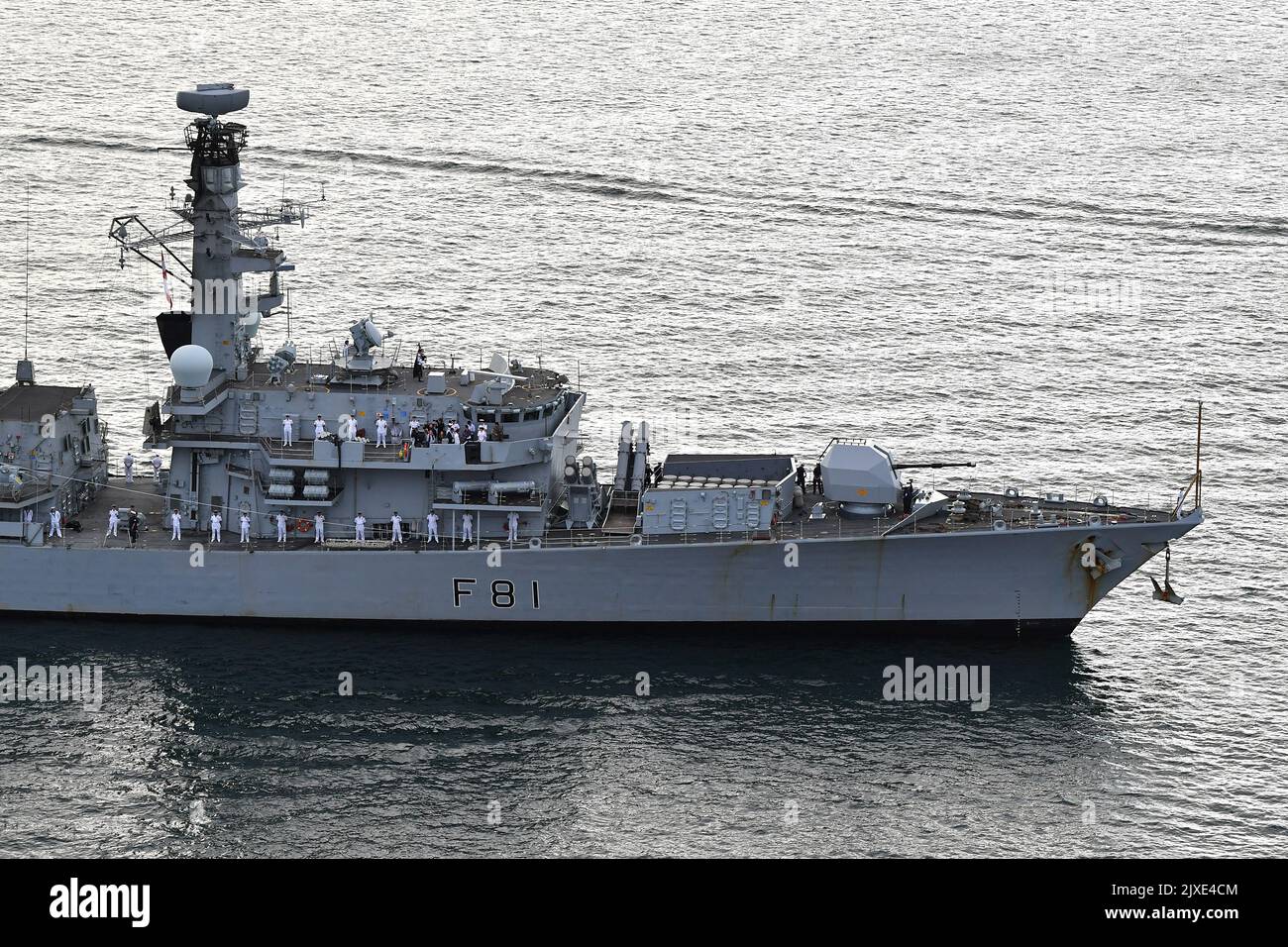 An aerial image of the British Royal Navy Type 23 frigate HMS ...