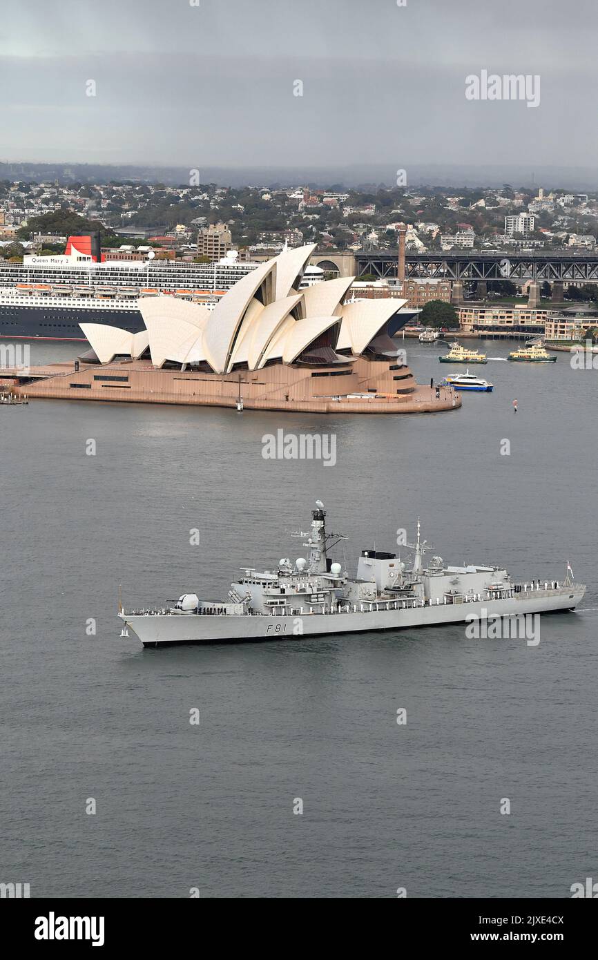 An aerial image of the British Royal Navy Type 23 frigate HMS ...
