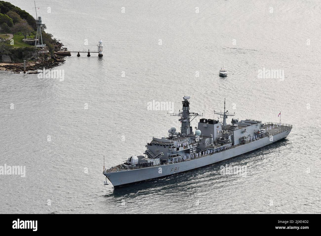 An aerial image of the British Royal Navy Type 23 frigate HMS ...