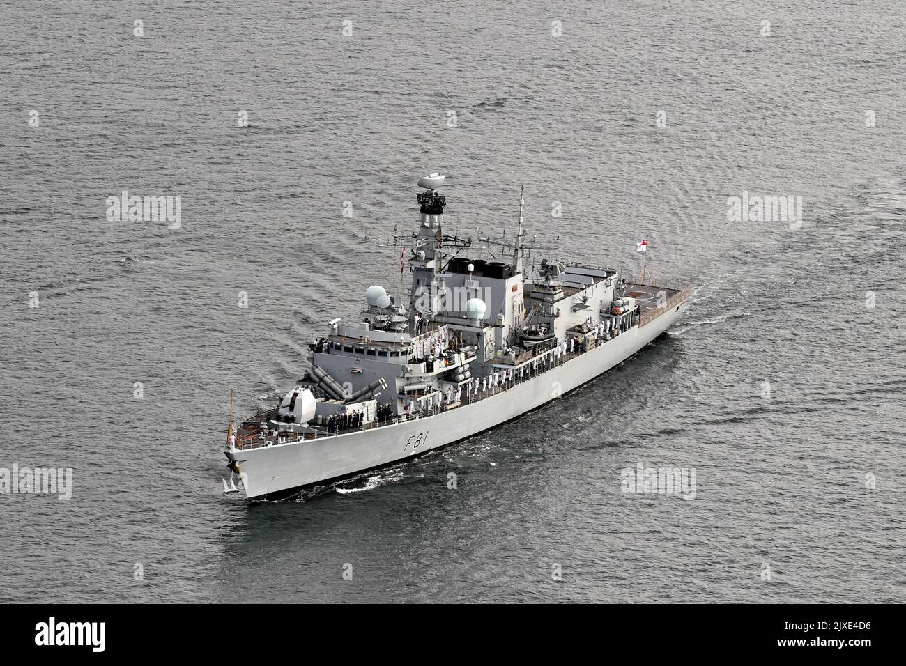 An aerial image of the British Royal Navy Type 23 frigate HMS ...