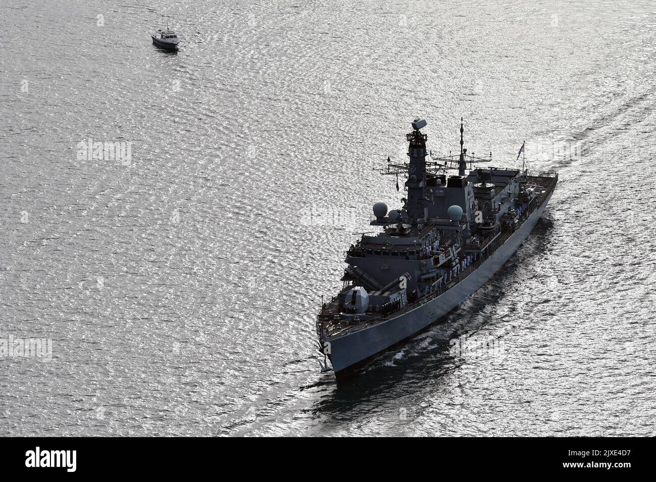 An aerial image of the British Royal Navy Type 23 frigate HMS ...