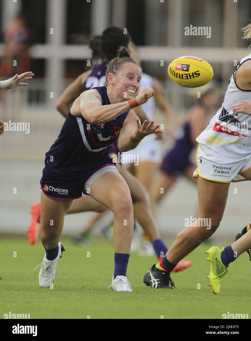 Kara Donellan of the Dockers in action during the Round 6 AFLW match ...
